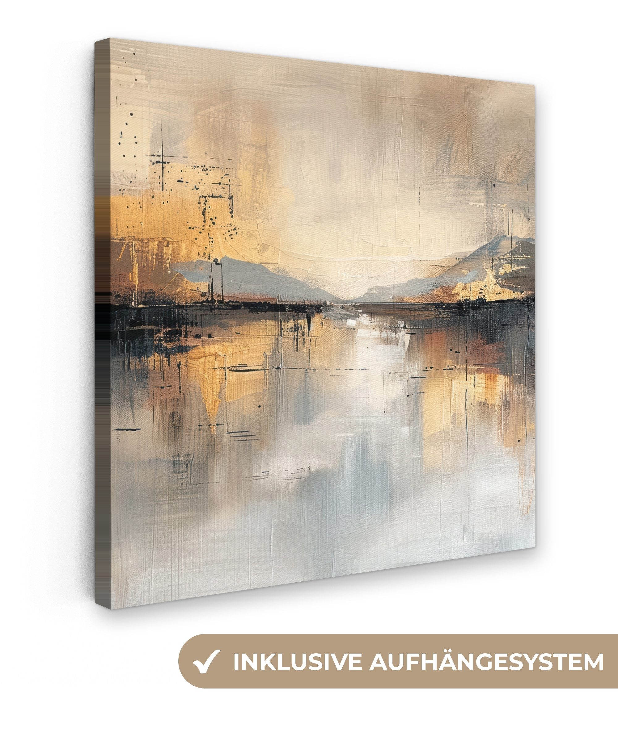 Onemillioncanvasses® Leinwandbild Grün Modern Abstrakt Gold